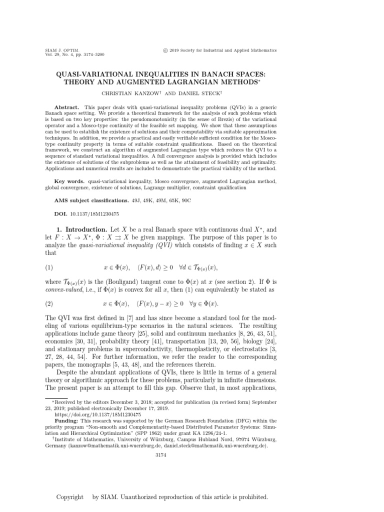 Quasi-Variational Inequalities in Banach Spaces - Theory and Augmented ...