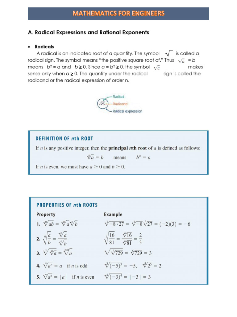 Radical Expressions and Rational Exponents | PDF | Mathematics | Number ...