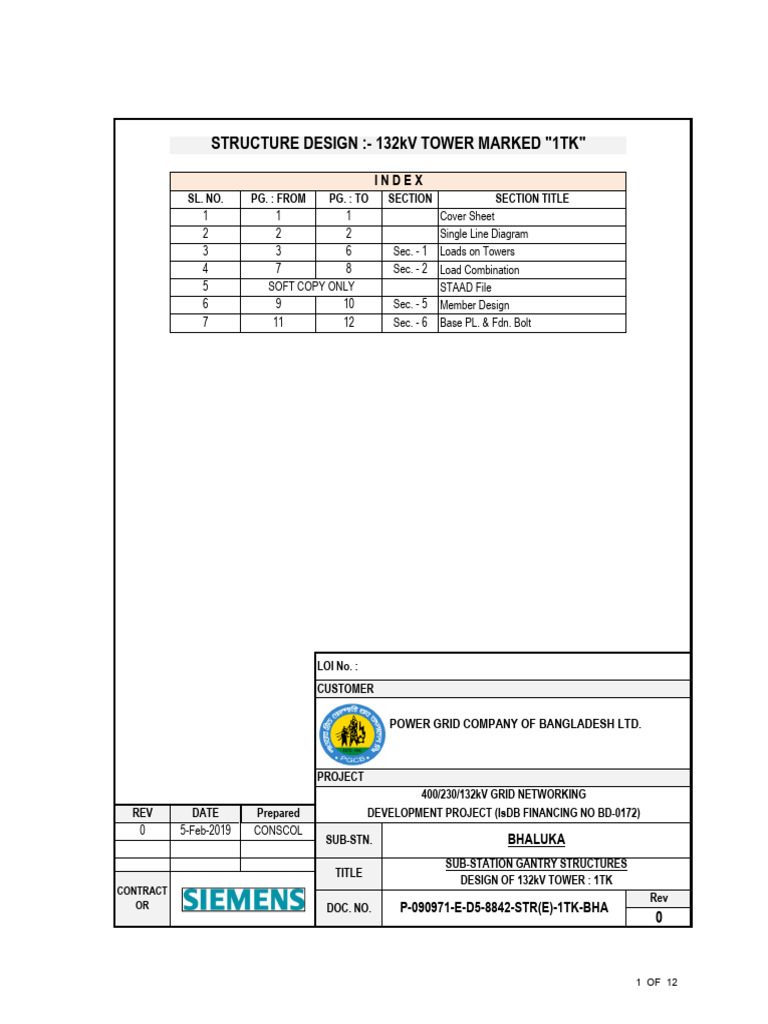 132kV Tower Design and Load Analysis | PDF | Stress (Mechanics) | Beam ...
