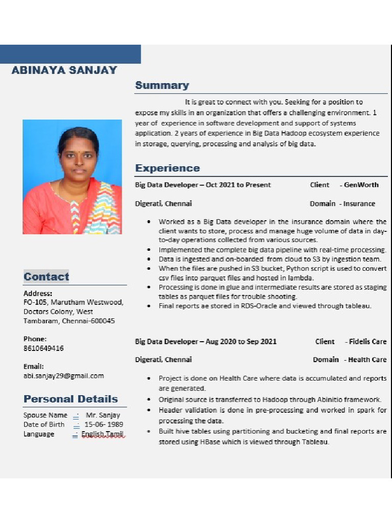 Abinaya Resume | PDF