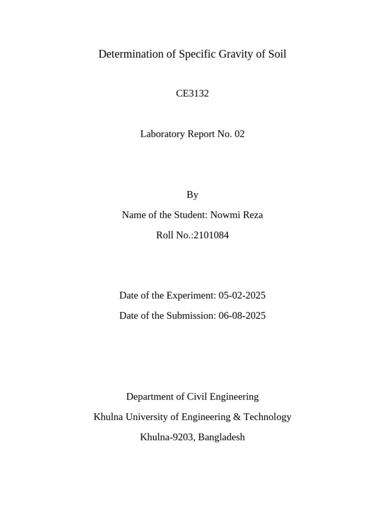 Determination of Specific Gravity of Soil | PDF
