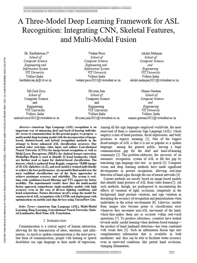 A Three-Model Deep Learning Framework For ASL Recognition Integrating ...