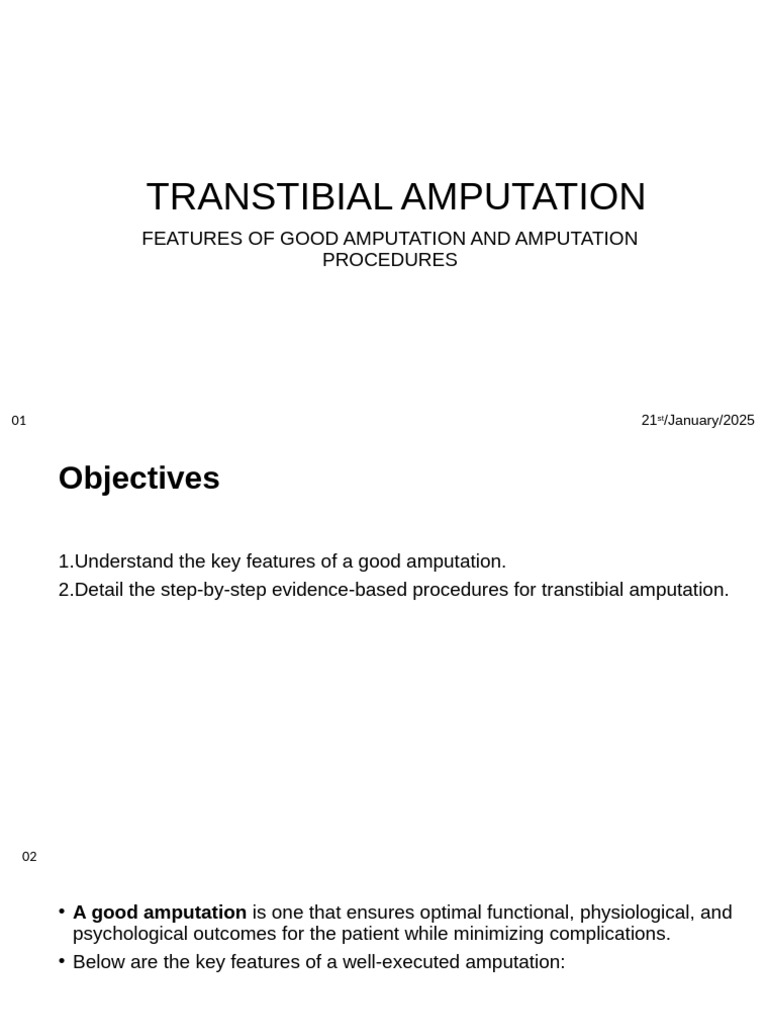 Transtibial Amputation Procedures Guide | PDF | Prosthesis | Amputation