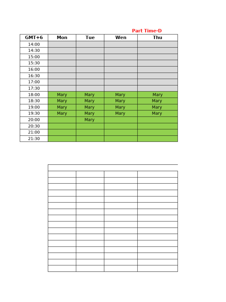 Part-Time Schedule for Mary | PDF