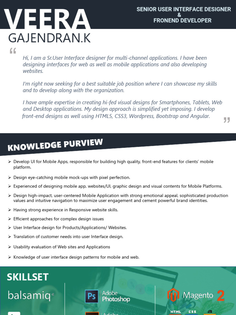 Veera Resume | PDF | User Interface Design | Mobile App