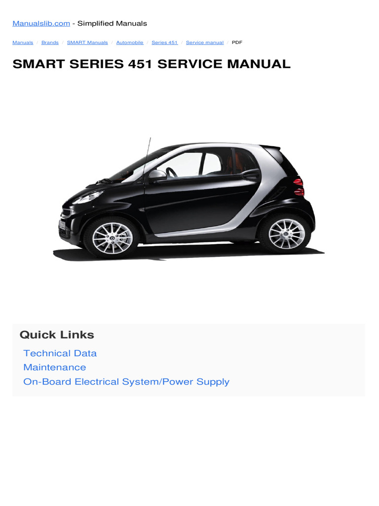 Smart Series 451 Service Manual PDF | PDF | Airbag | Manual Transmission