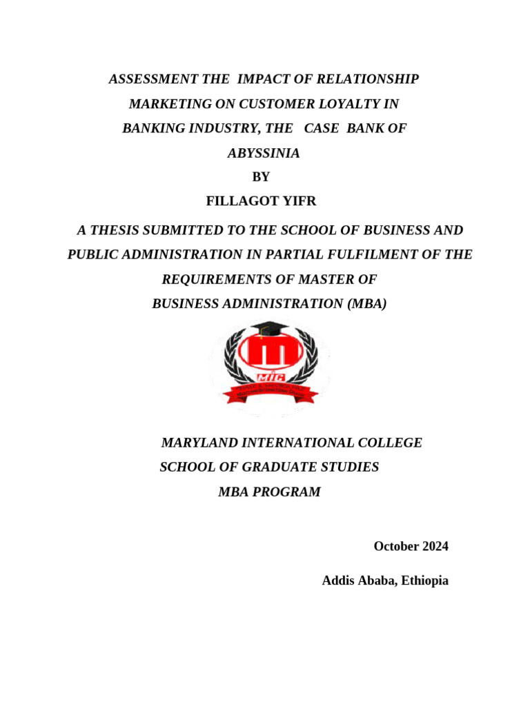 Filagot Final Thesis 01 | PDF | Marketing | Customer