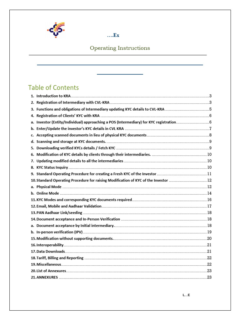 CVL KRA Operating Instructions | PDF | Signature | Password