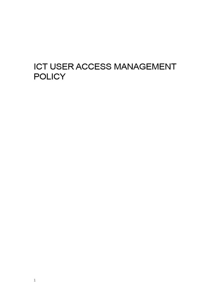 ICT User Access Management Policy | PDF | Computer Network | Access Control