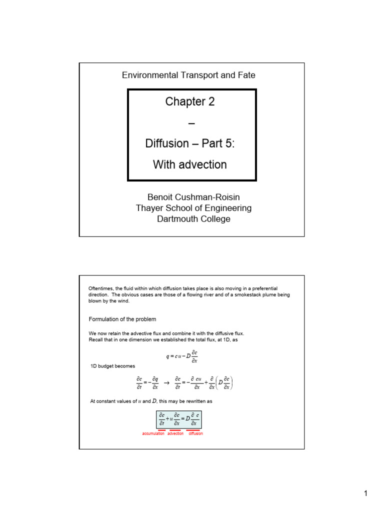 Advection-Diffusion Dynamics Explained | PDF | Diffusion | Physics