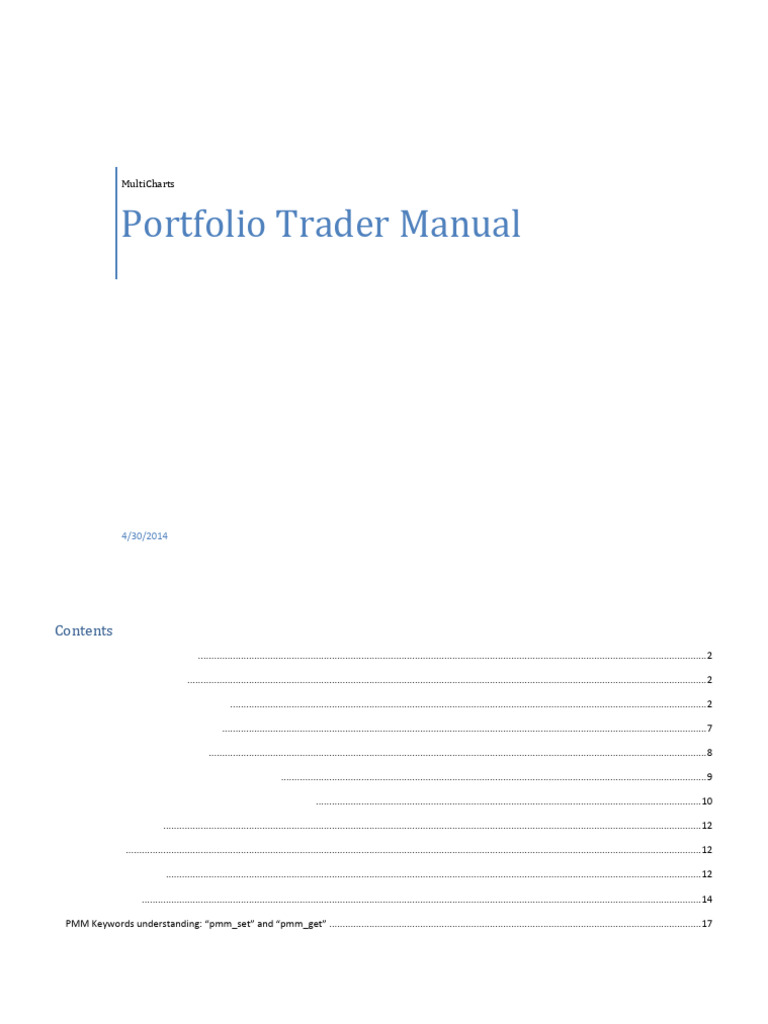 MultiCharts Portfolio Trader Guide | PDF | Euro | Investment Management