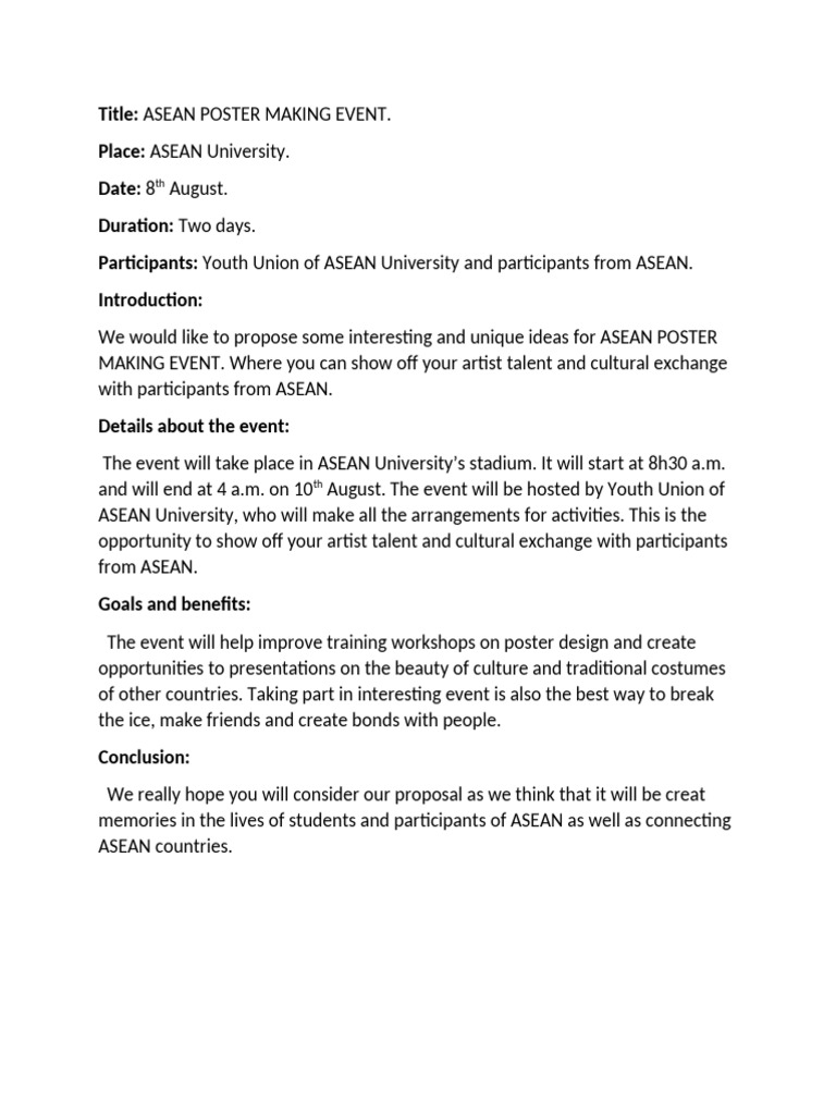 ASEAN Poster Making Event Proposal | PDF