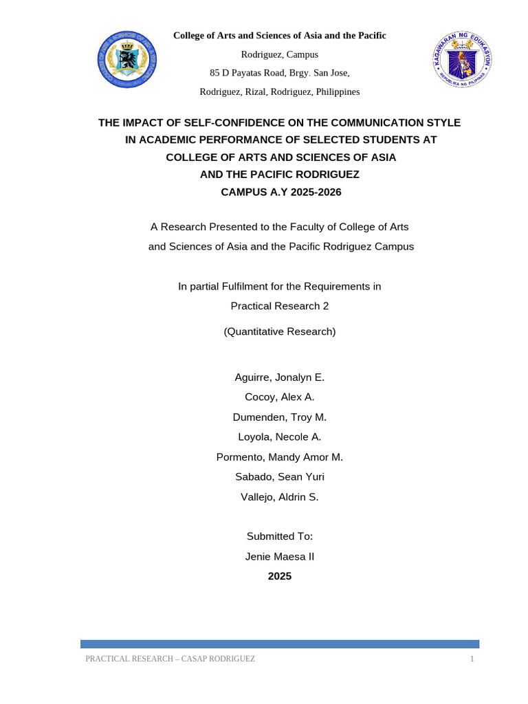 Self-Confidence's Impact on Student Communication | PDF | Learning ...