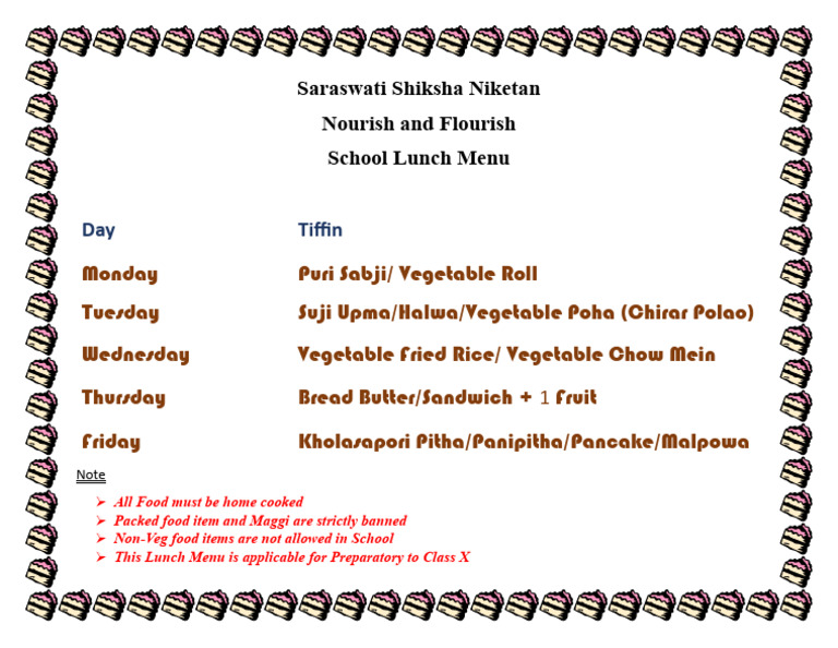Daily Tiffin Menu for Students | PDF