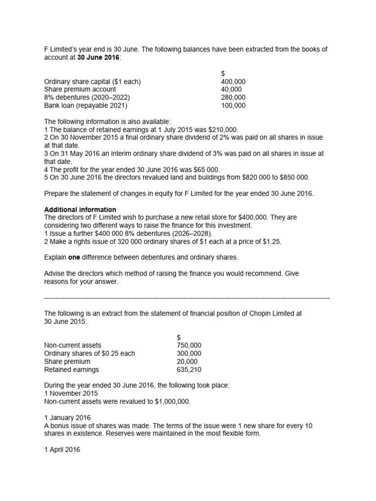 F Limited Statement of Changes in Equity | PDF | Dividend | Equity ...