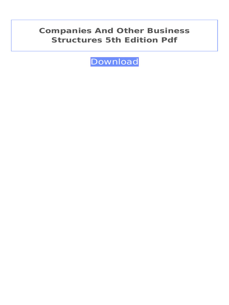? Companies and Other Business Structures 5th Edition PDF | PDF