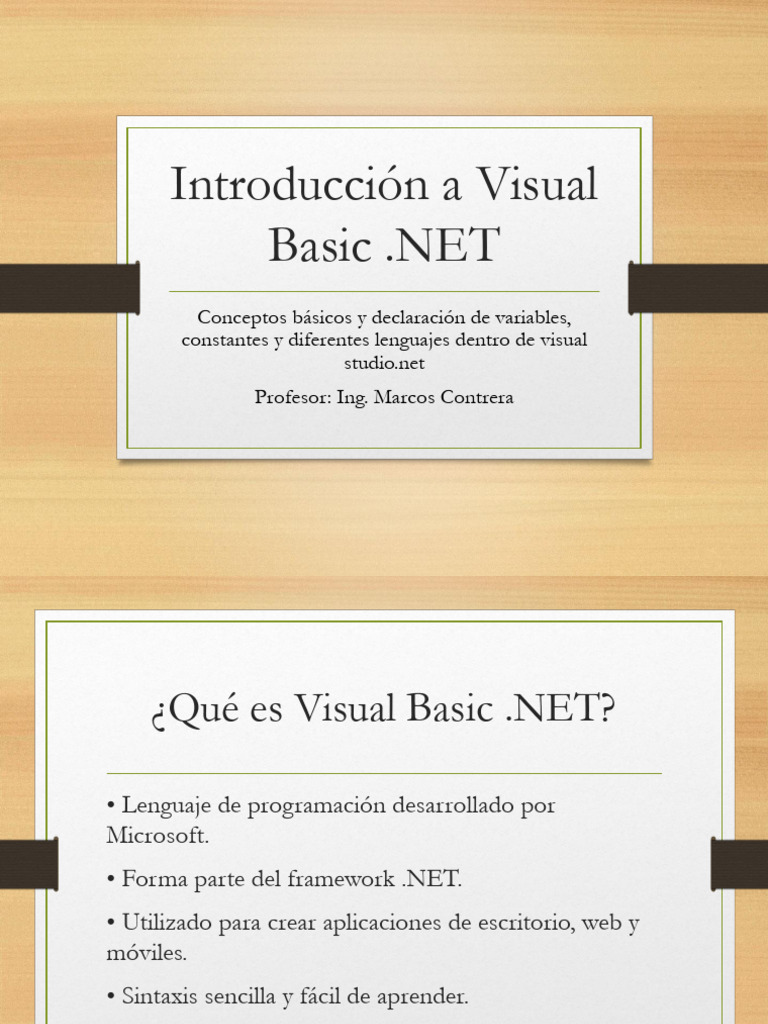 Introducción a Visual Basic .NET | PDF | .NET Framework | Básico