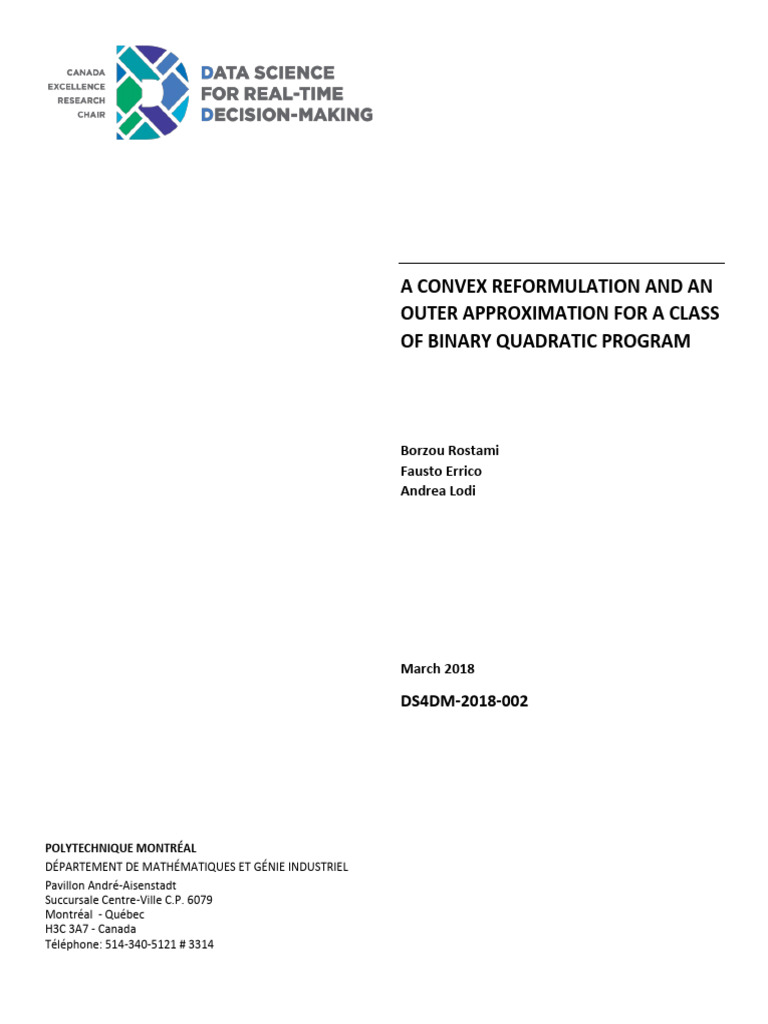 Convex Reformulation of Binary QPs | PDF | Linear Programming | Algorithms