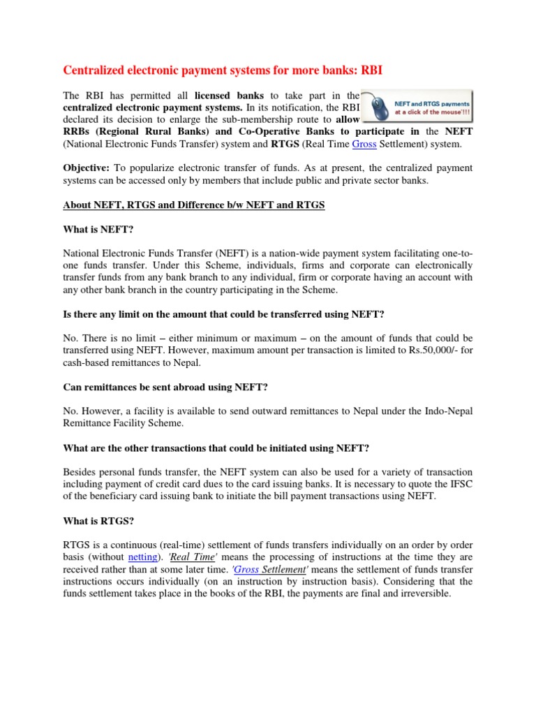 Centralized Electronic Payment Systems For More Banks | PDF | Money ...