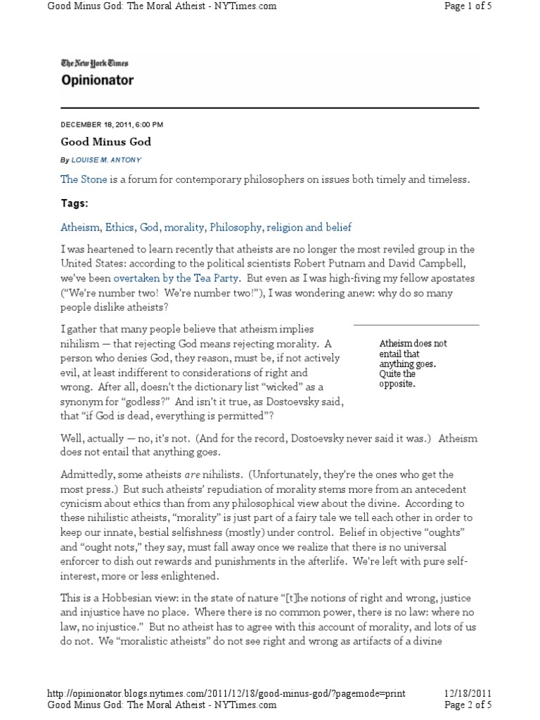 Good Minus God | PDF | Divine Command Theory | Atheism