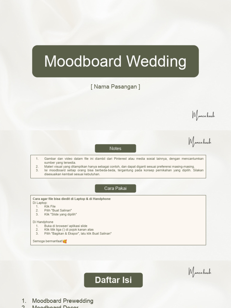 Template Moodboard Pernikahan Gratis | PDF