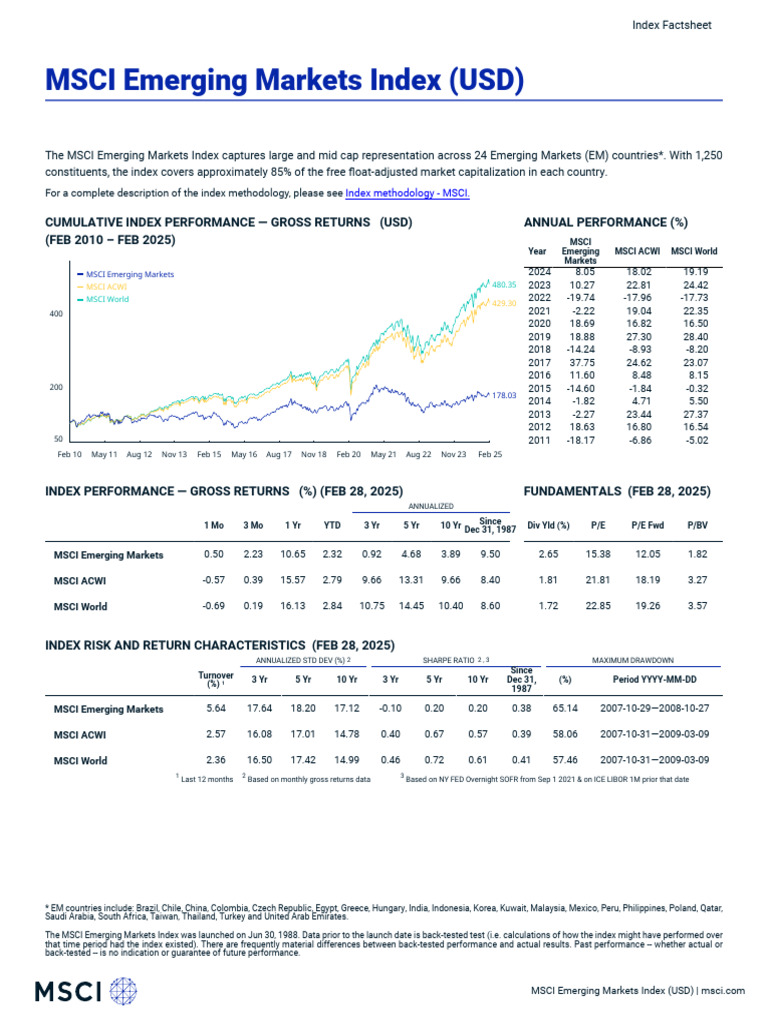 2025 02 Msci Emerging Markets Index Gross | PDF | Investing | Economies