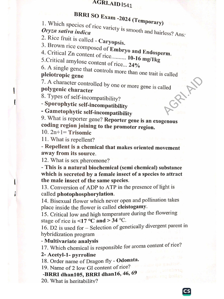 Previous-Questions-Agricultural Institute | PDF