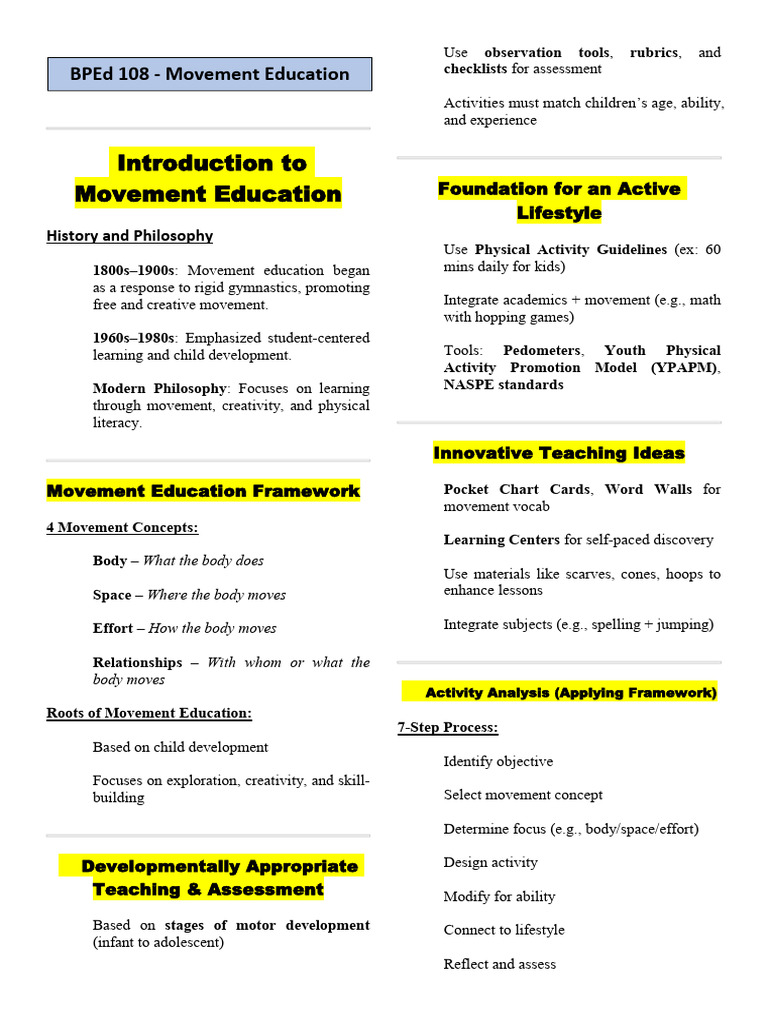 BPEd 108 - Movement Education | PDF | Child Development | Creativity