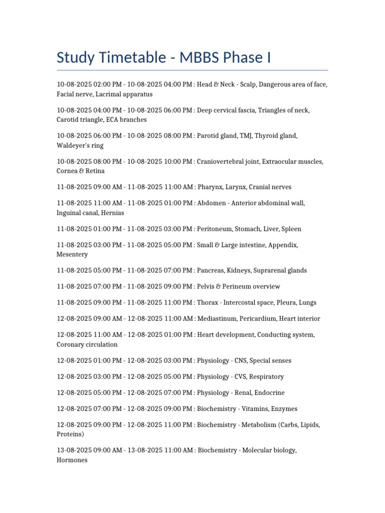 Study Timetable | PDF