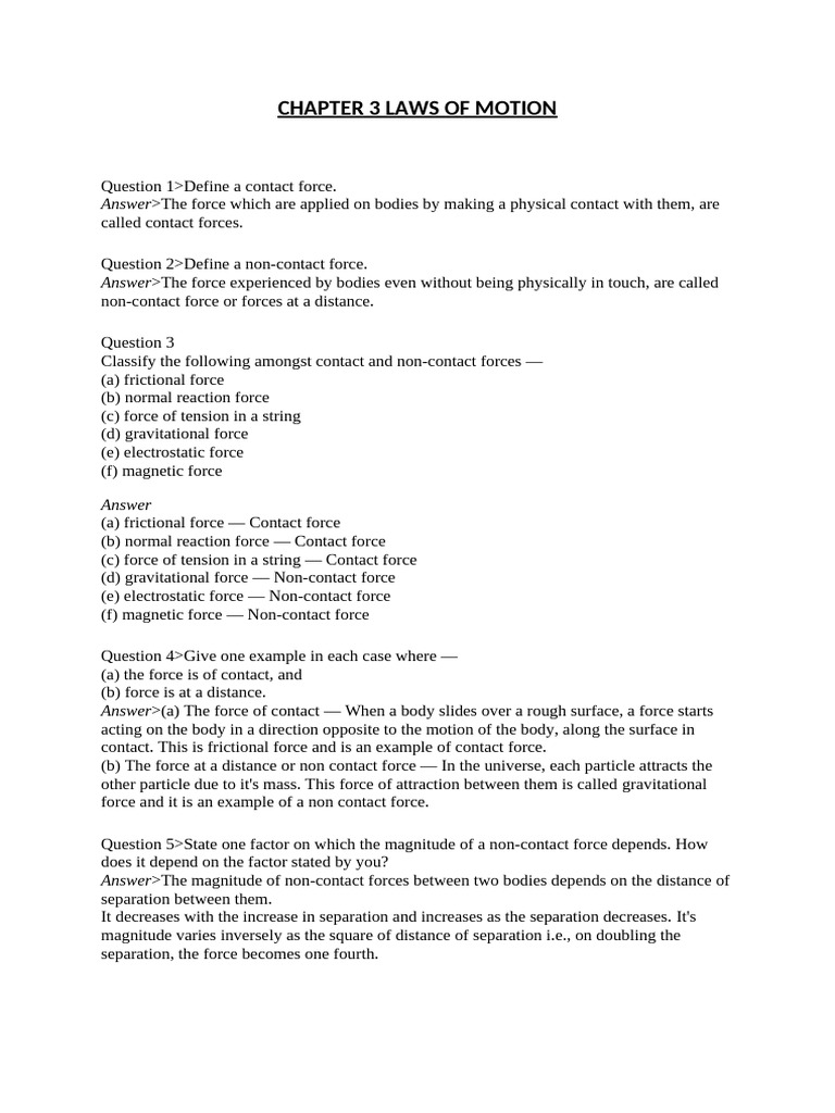 Chapter 3 Laws of Motion | PDF | Force | Newton's Laws Of Motion
