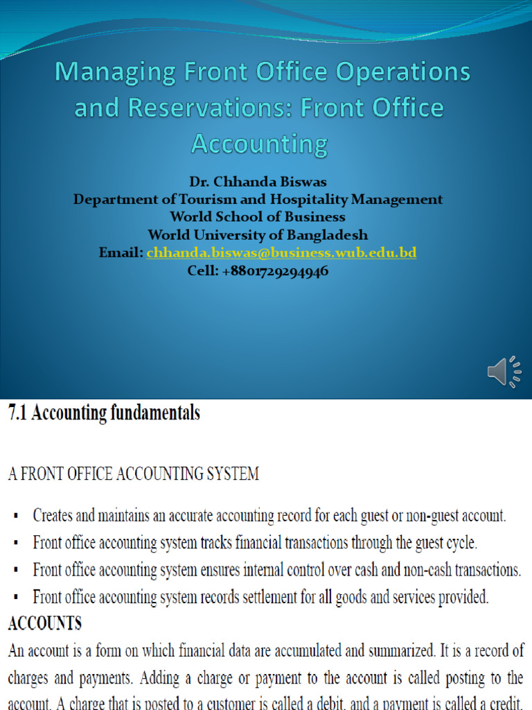 Managing Front Office Operations and Reservations Lecture 9 | PDF