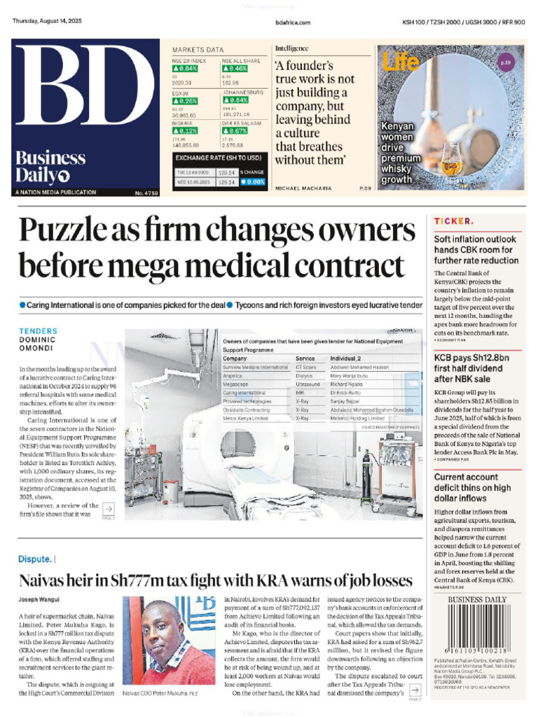 Business Daily 14th August 2025 | PDF