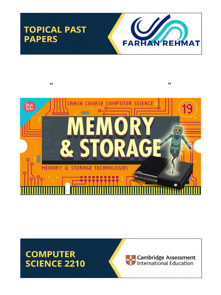 Memory, Storage Devices and Media (Questions With Answer) - Ver 3.0 | PDF | Computer Data ...