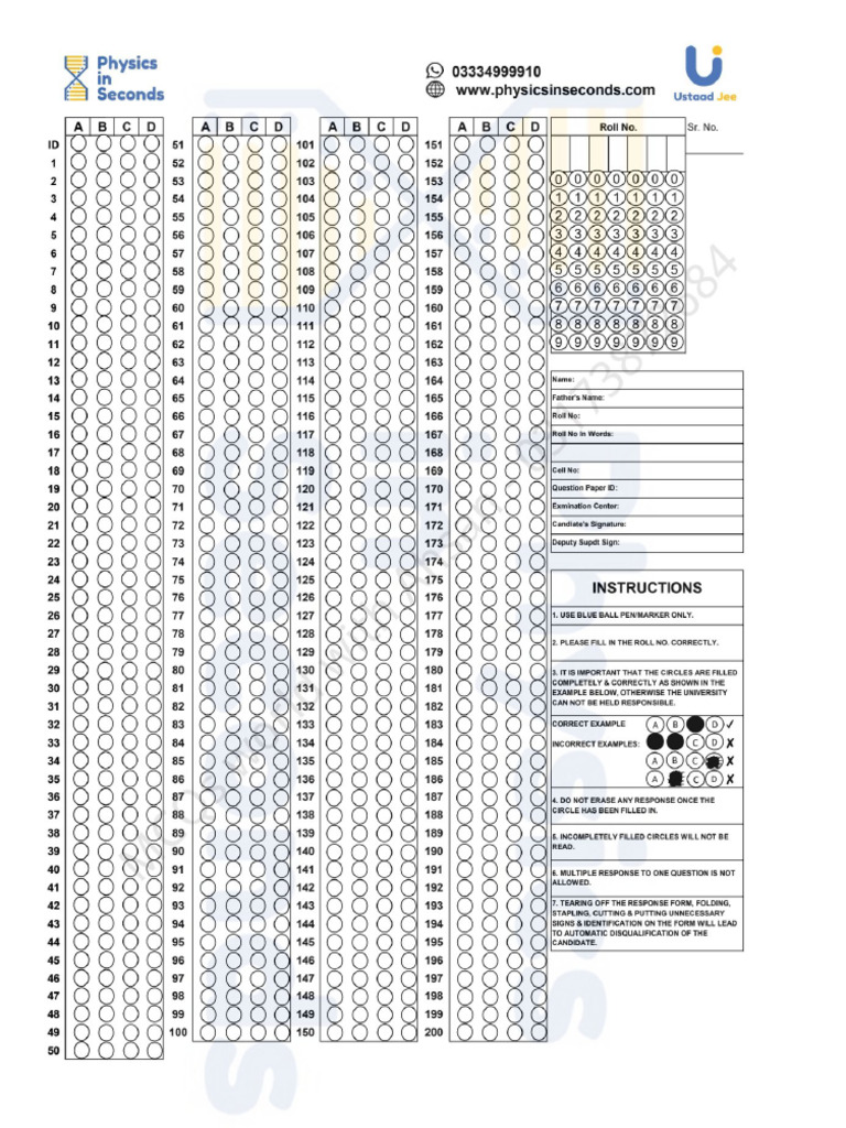Physics in Second FLP#2 With Key and Bubble Sheet - MCQs World | PDF