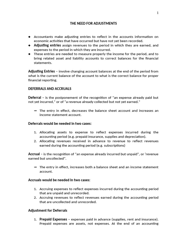 Adjusting Entries in Accounting | PDF | Depreciation | Deferral