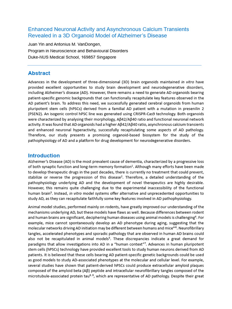 Yuan Et Al 2020 Enhanced Neuronal Activity and Asynchronous | PDF | Amyloid Beta | Molecular Biology