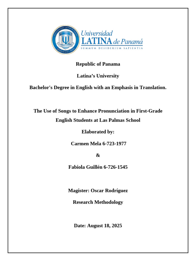 The Use of Songs to Enhance Pronunciation in First-Grade English ...