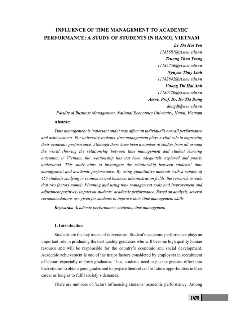 115.influence of Time Management To Academic Performance A Study of ...