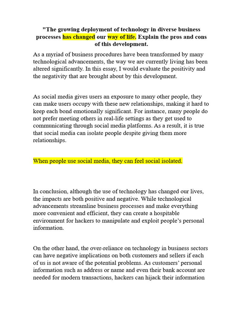 Pros and Cons of Technology in Business | PDF | Artificial Intelligence ...