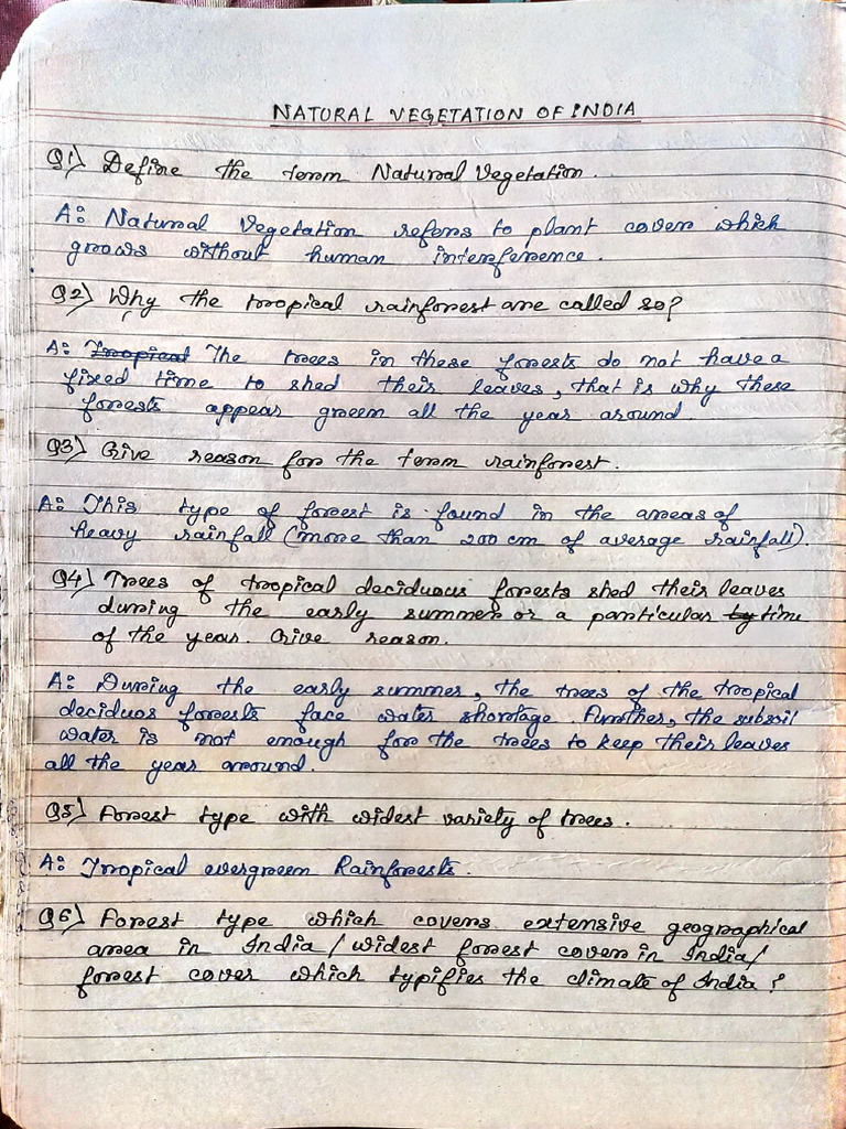 Natural Vegetation Notes | PDF