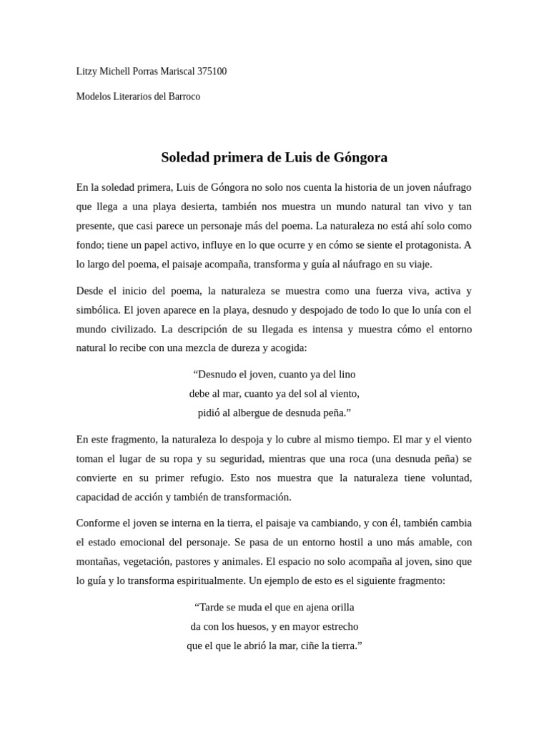 Soledad Primera de Luis de Góngora | PDF | Naturaleza