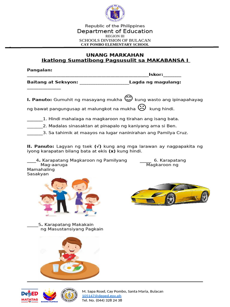 Q1 3rd Summative Test Makabansa Pdf 1243