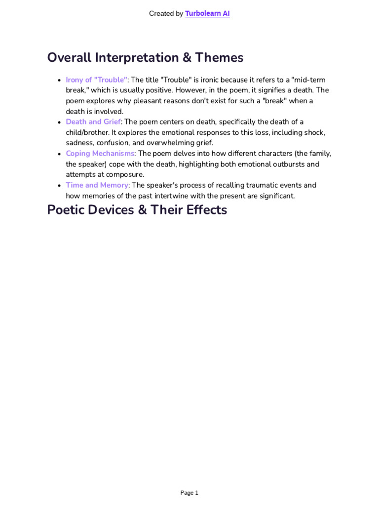 PDF of Mid-Term Break Interpentration | PDF | Poetry