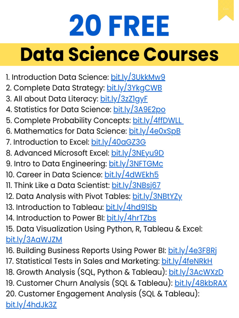 20 Free Data Science Courses PDF | PDF