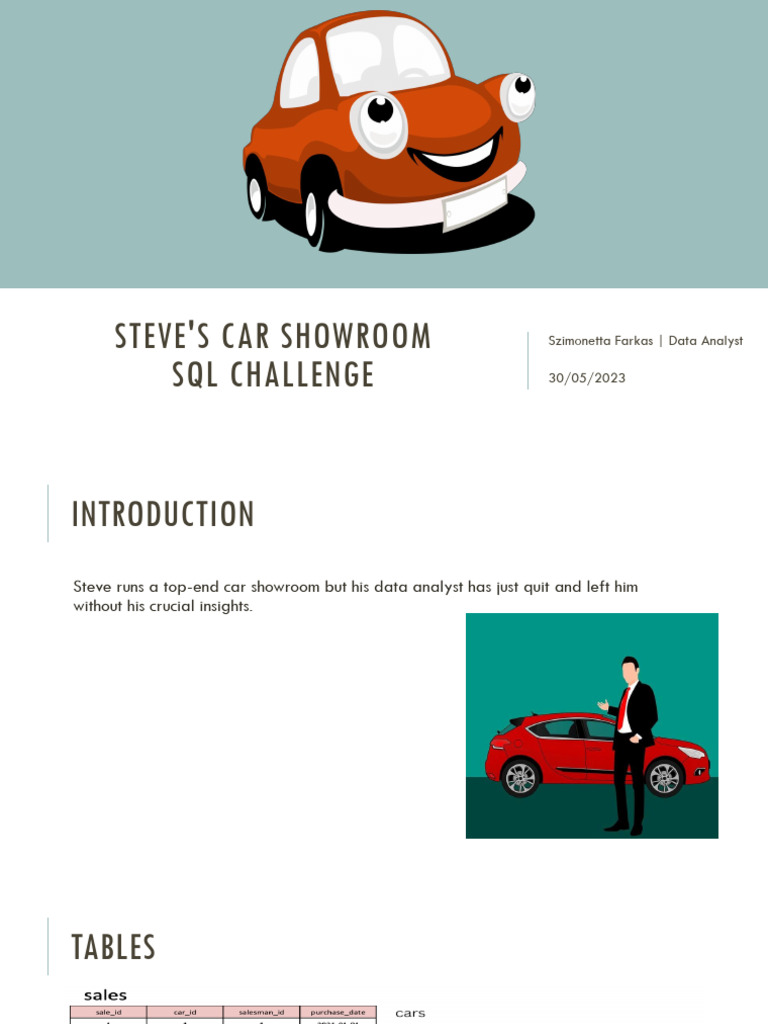 Steve Car Showroom SQL Challenge Made by Szimonetta Farkas | PDF