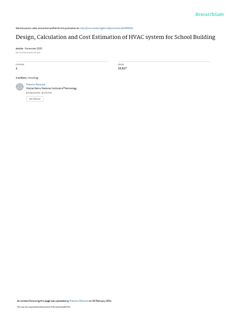 38 48 Design Calculation and Cost Estimation of HVAC System For School ...