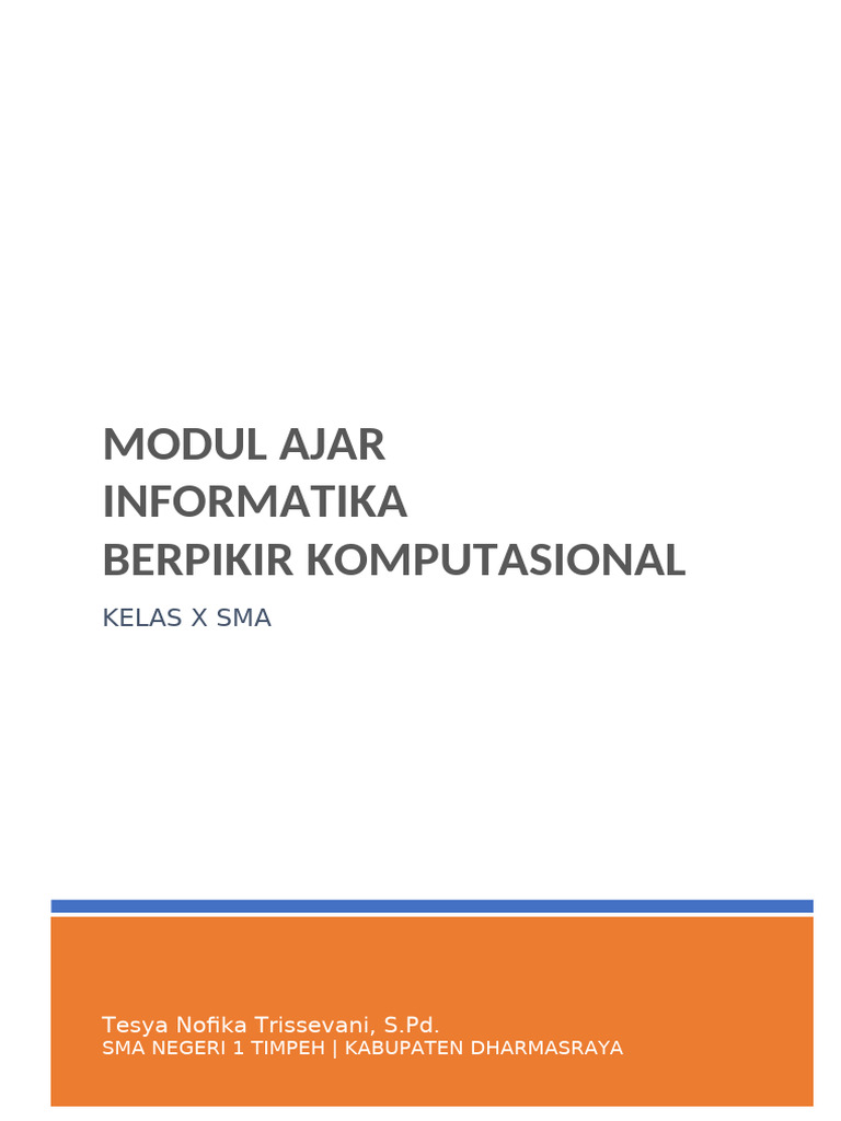 Modul Ajar Informatika 1 Sii - Berpikir Komputasional | PDF