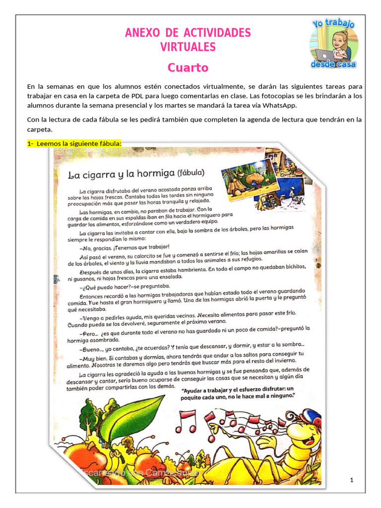 Actividades Fábulas | PDF