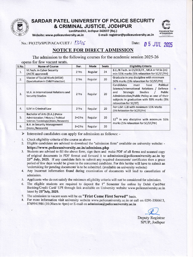 Notice For Direction Admission - 20250705 - 0001 | PDF | Titles | Qualifications