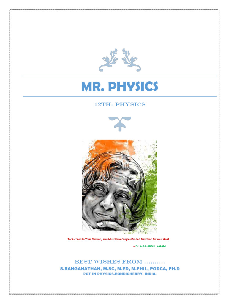 12th Physics Study Material MR Physics Plus Two All in One | PDF | Inductor | Photoelectric Effect